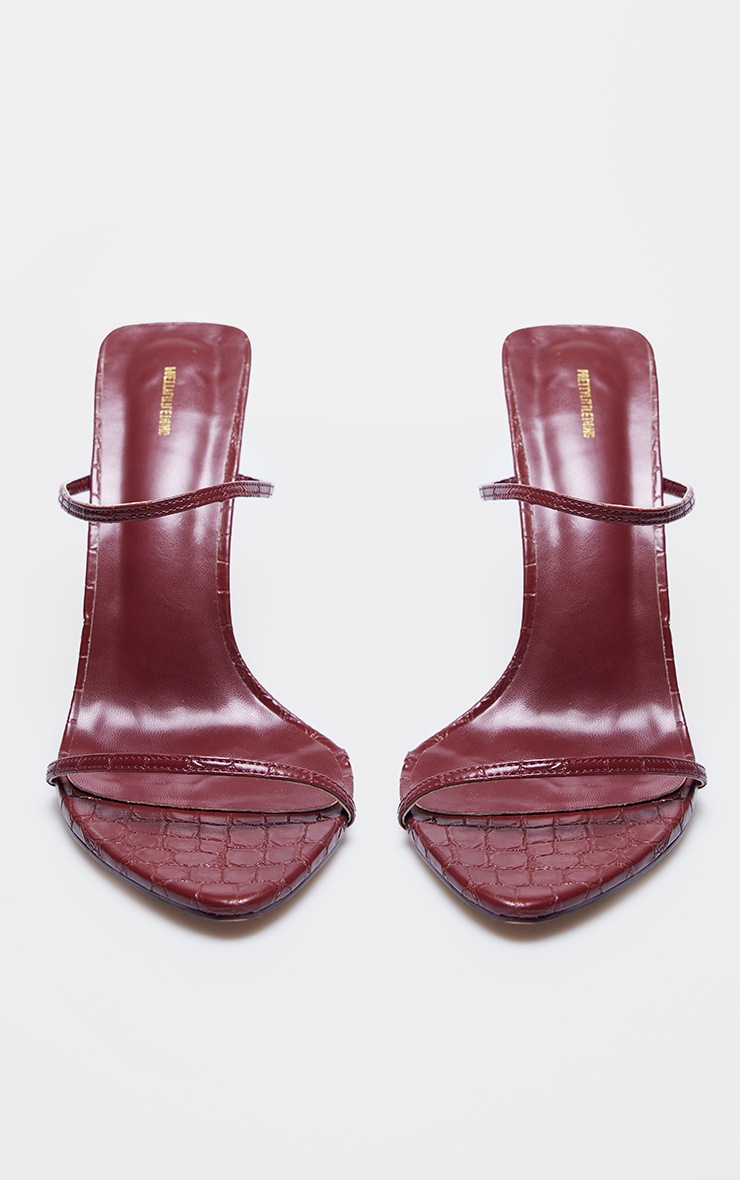 PLT Label Burgundy Croc Barely There High Heels | Footwear ...
