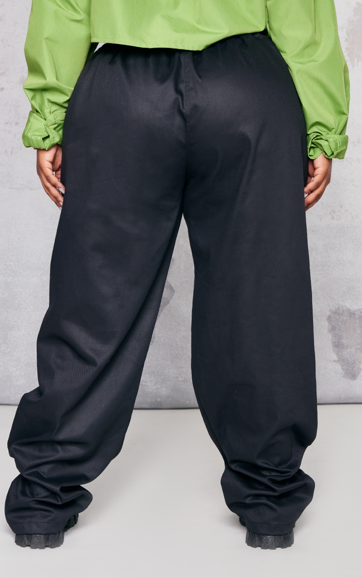 Plus Black Cargo Low Rise Straight Leg Trousers | PrettyLittleThing AUS