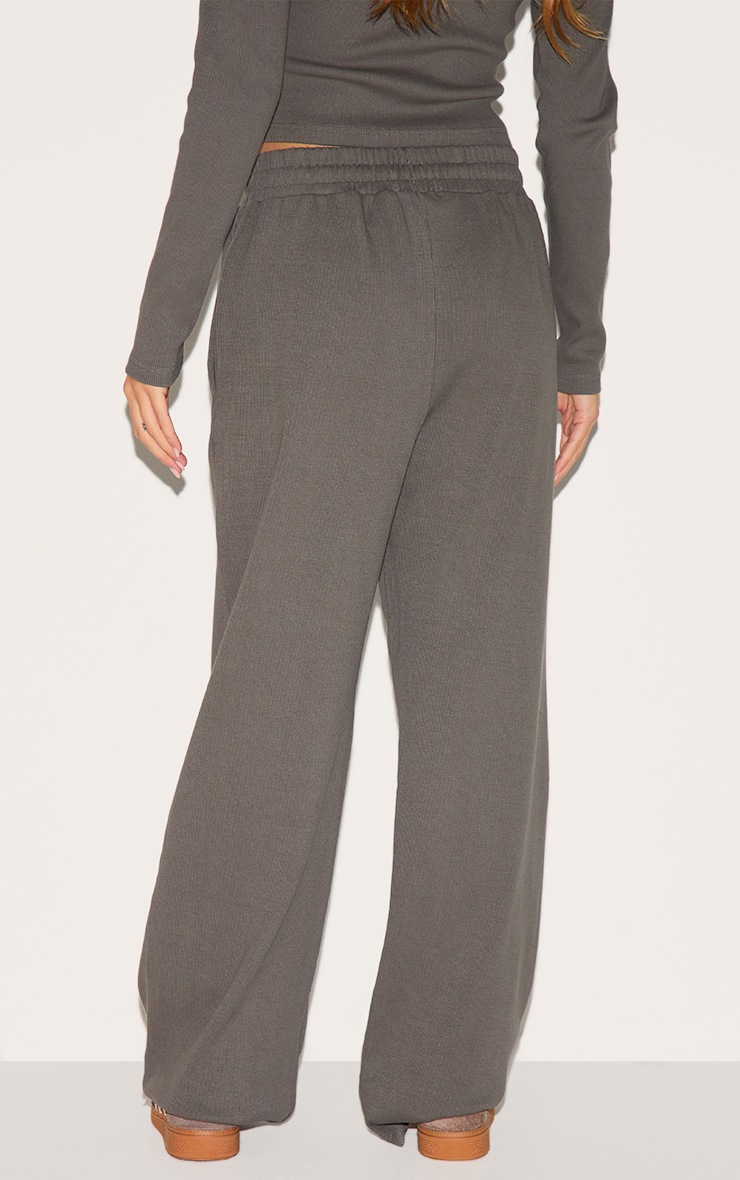 Charcoal Ribbed Low Rise Wide Leg Pants | Co-ords | PrettyLittleThing USA