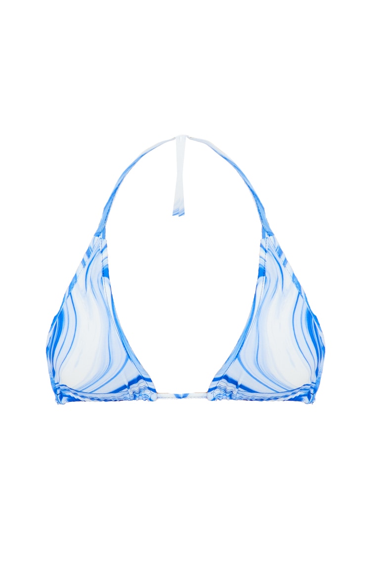 Blue Swirl Triangle Bikini Top | PrettyLittleThing QA