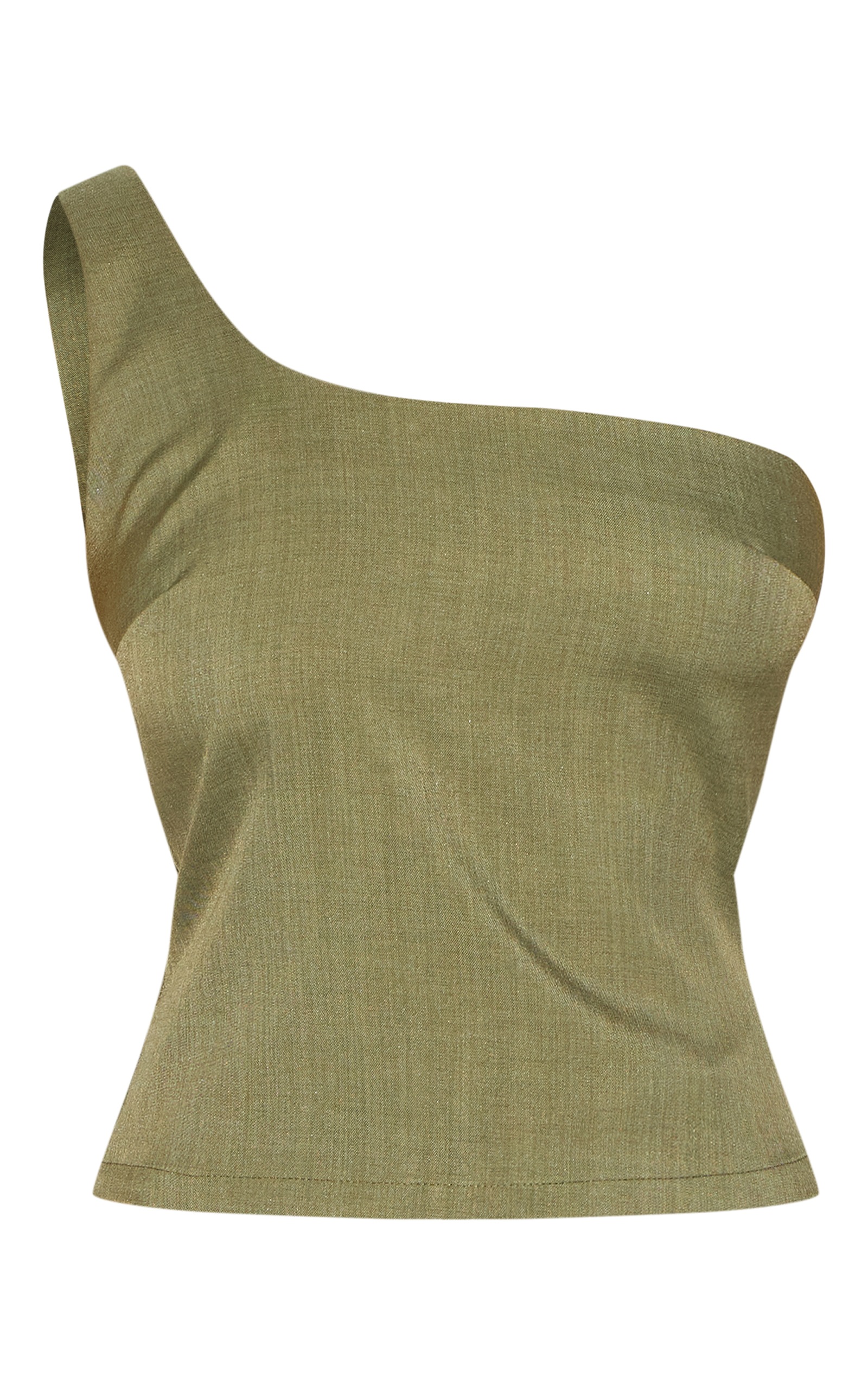 Olive Woven Asymmetric Top | Tops | PLT
