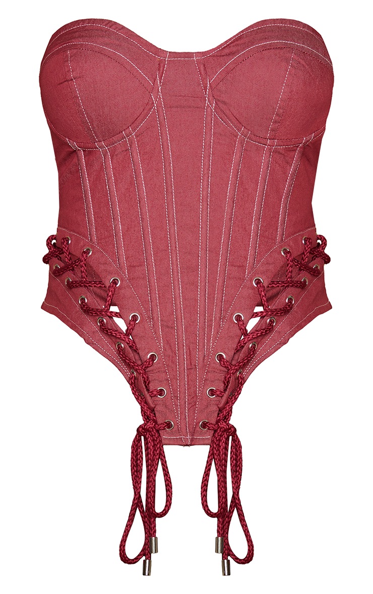 Shape Fuchsia Rope Lace Up Curved Hem Corset | Shape | PLT USA