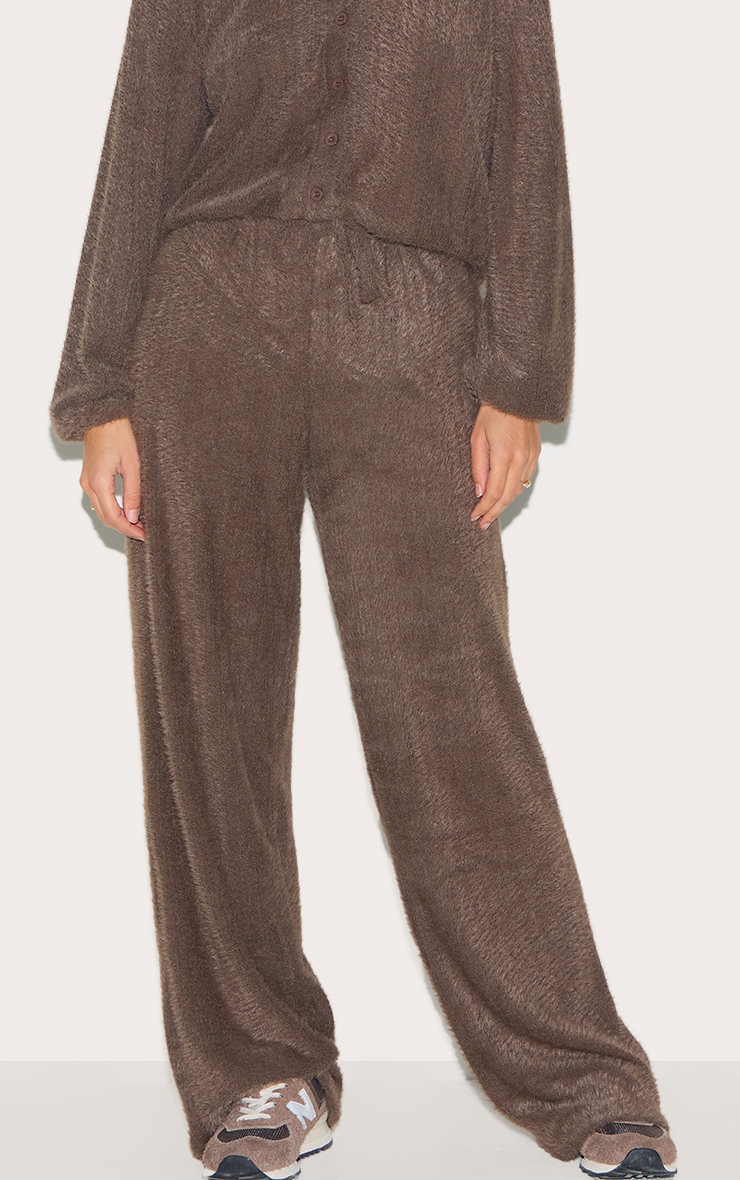 Brown Textured Wide Leg Drawstring Trousers | Co-ords | PLT