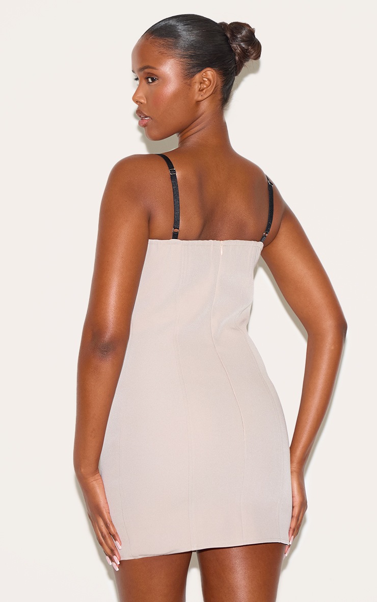 Taupe Lace Bust Detail Woven Bodycon Dress | Dresses ...