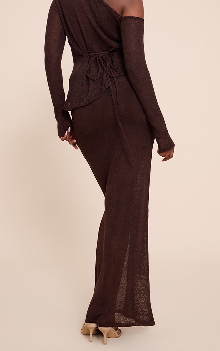 Brown Filigree Maxi Skirt | Knitwear | PLT