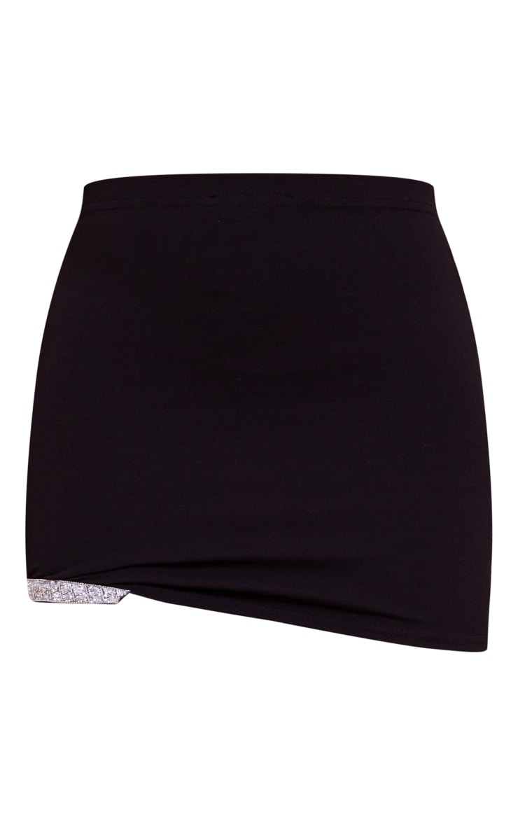 Black Diamante Hem Detail Micro Mini Skirt | Bottoms | PLT