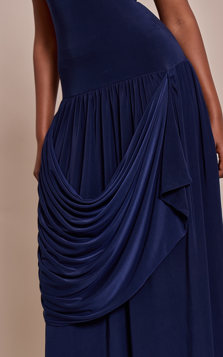 Navy Slinky Drape Maxi Dress | Dresses | PLT