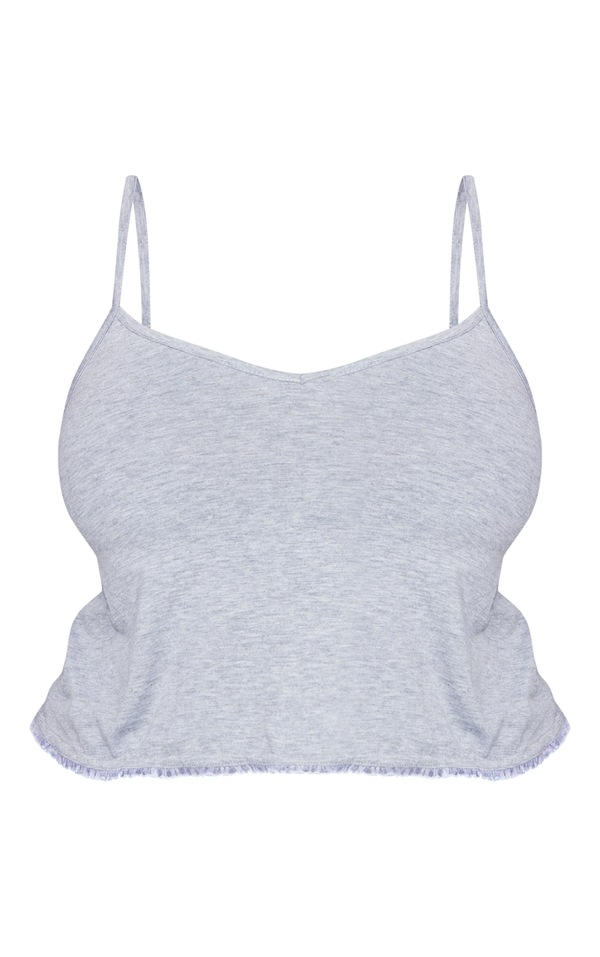 Plus Grey Frill Trim Cami PJ Top | Plus Size | PLT