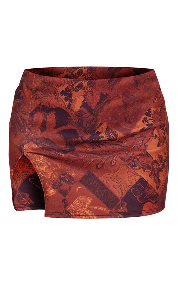Brown Paisley Stretch Extreme Micro Mini Skirt | Bottoms ...