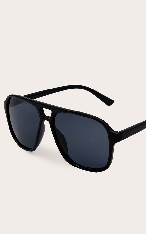Black Angled Acrylic Frame Aviator Sunglasses | Accessories | PLT