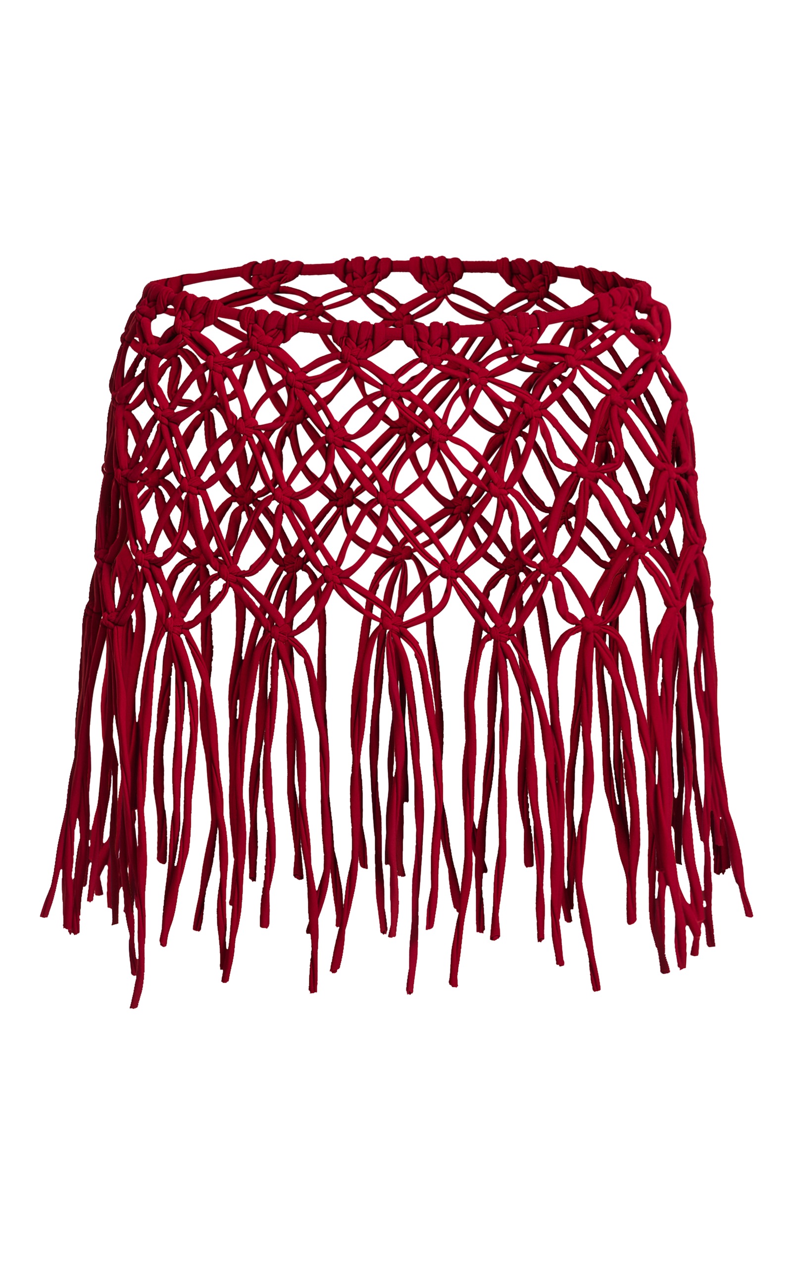 Burgundy Macrame Tassel Mini Beach Skirt | Swimwear | PLT USA