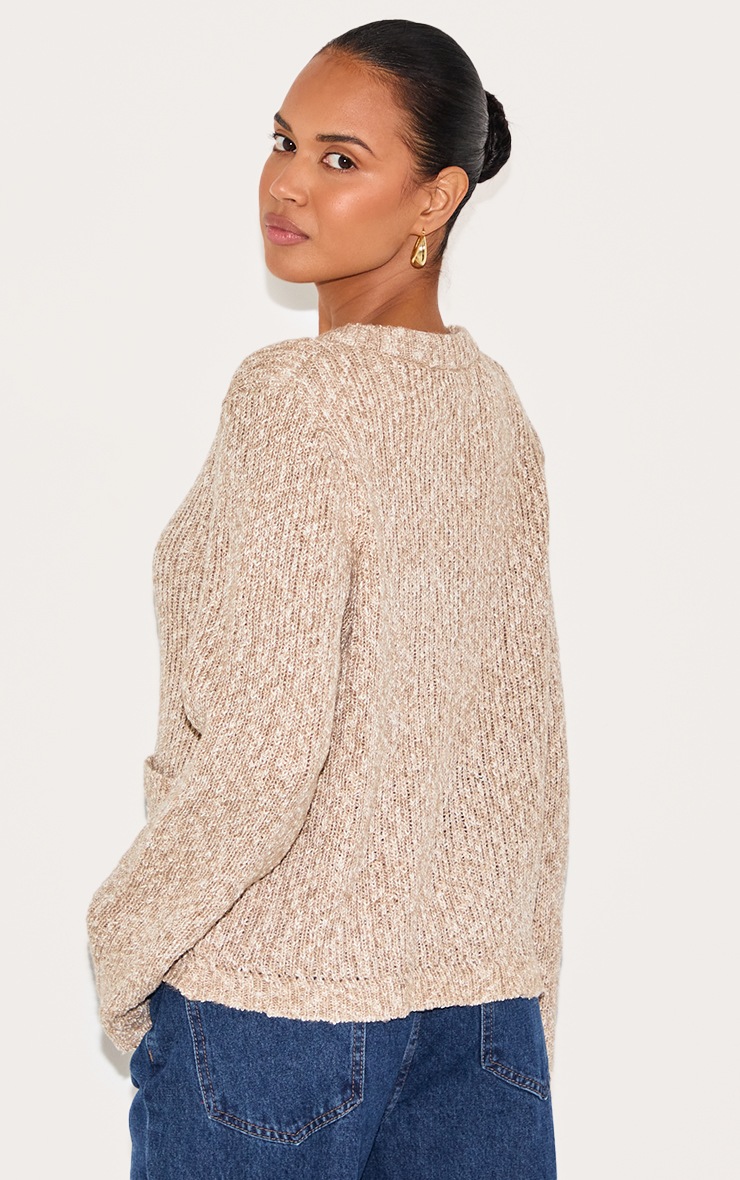 Mocha Marl Textured Bobble Knit Pocket Cardigan | Knitwear ...