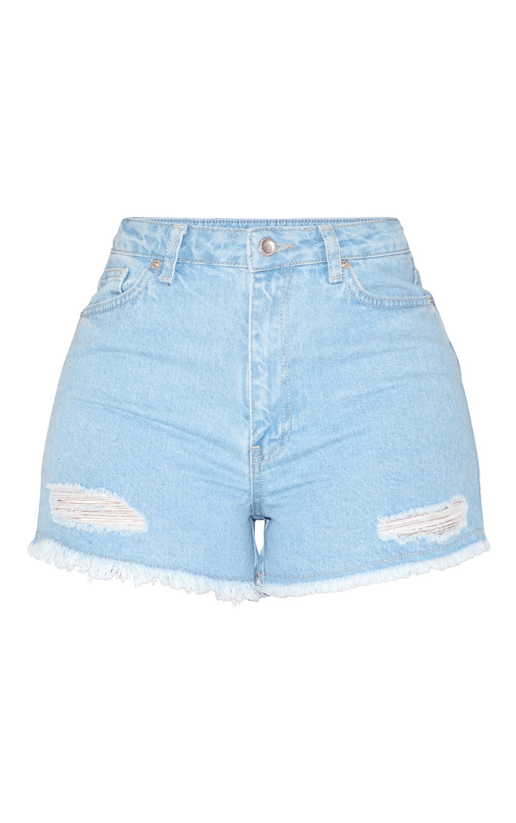 PLT Shape Acid Blue Wash Ripped Denim Shorts | Shape | PLT