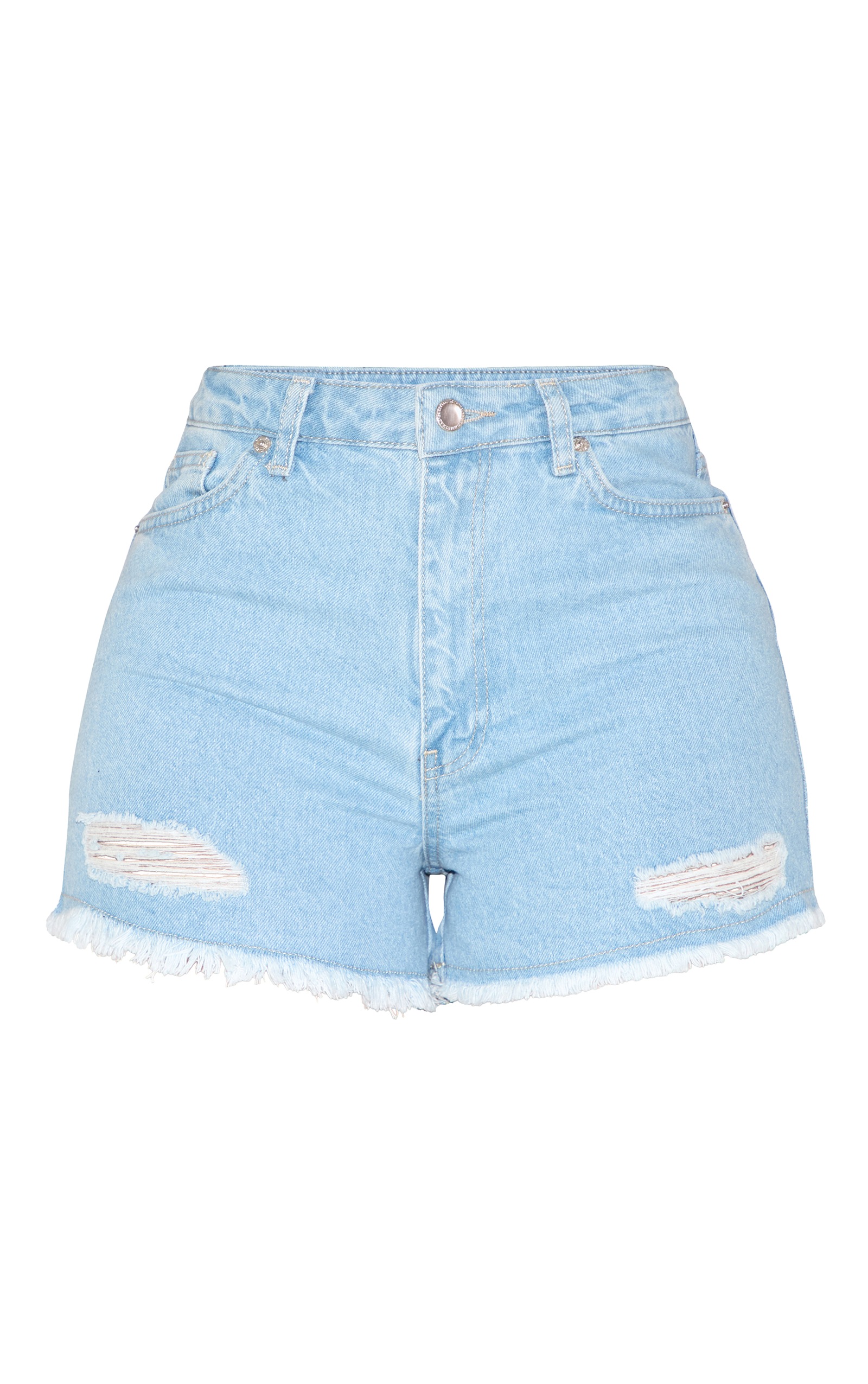 PLT Shape Acid Blue Wash Ripped Denim Shorts | Shape | PLT USA