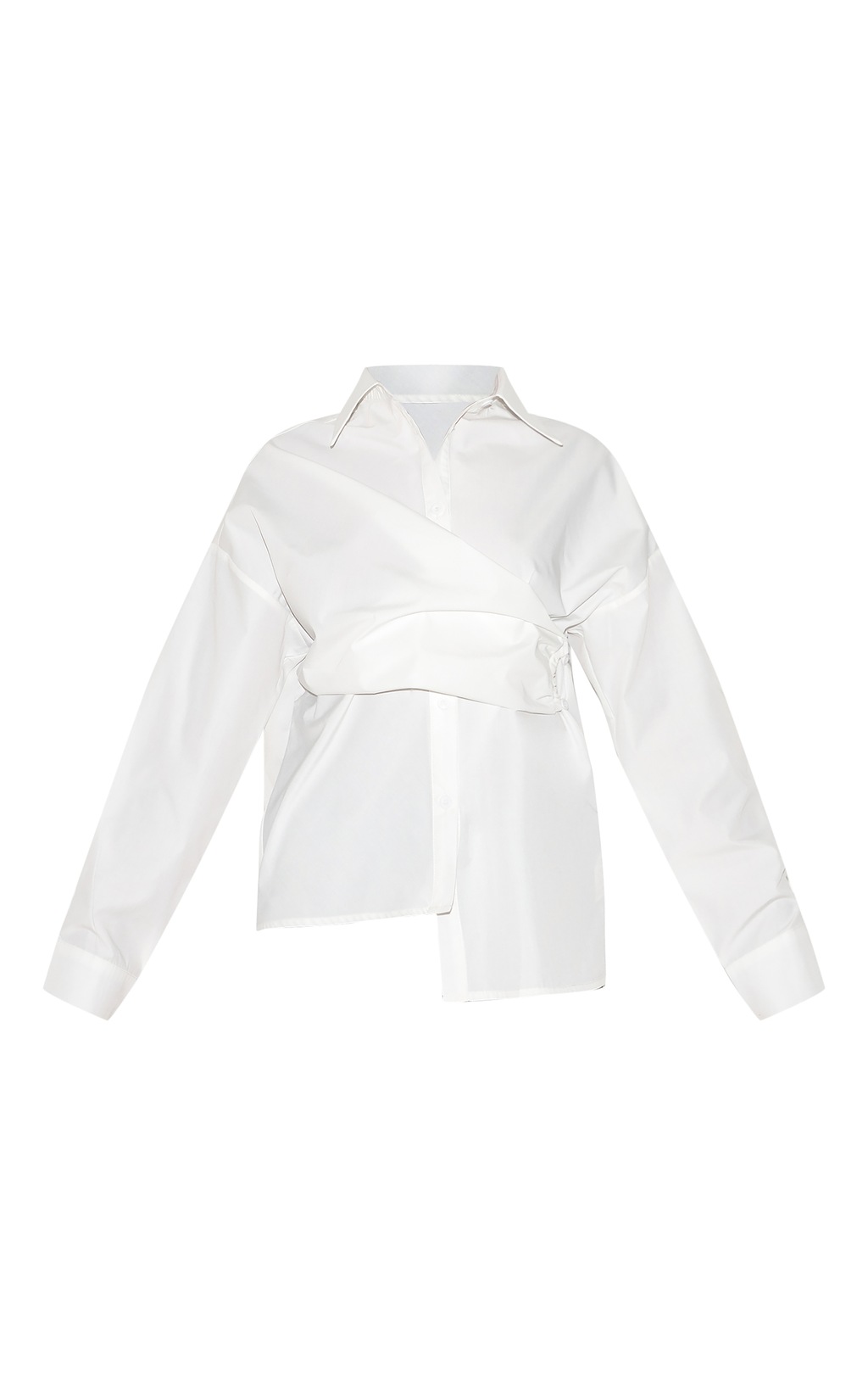 White Asymmetric Drape Shirt | Tops | PrettyLittleThing USA