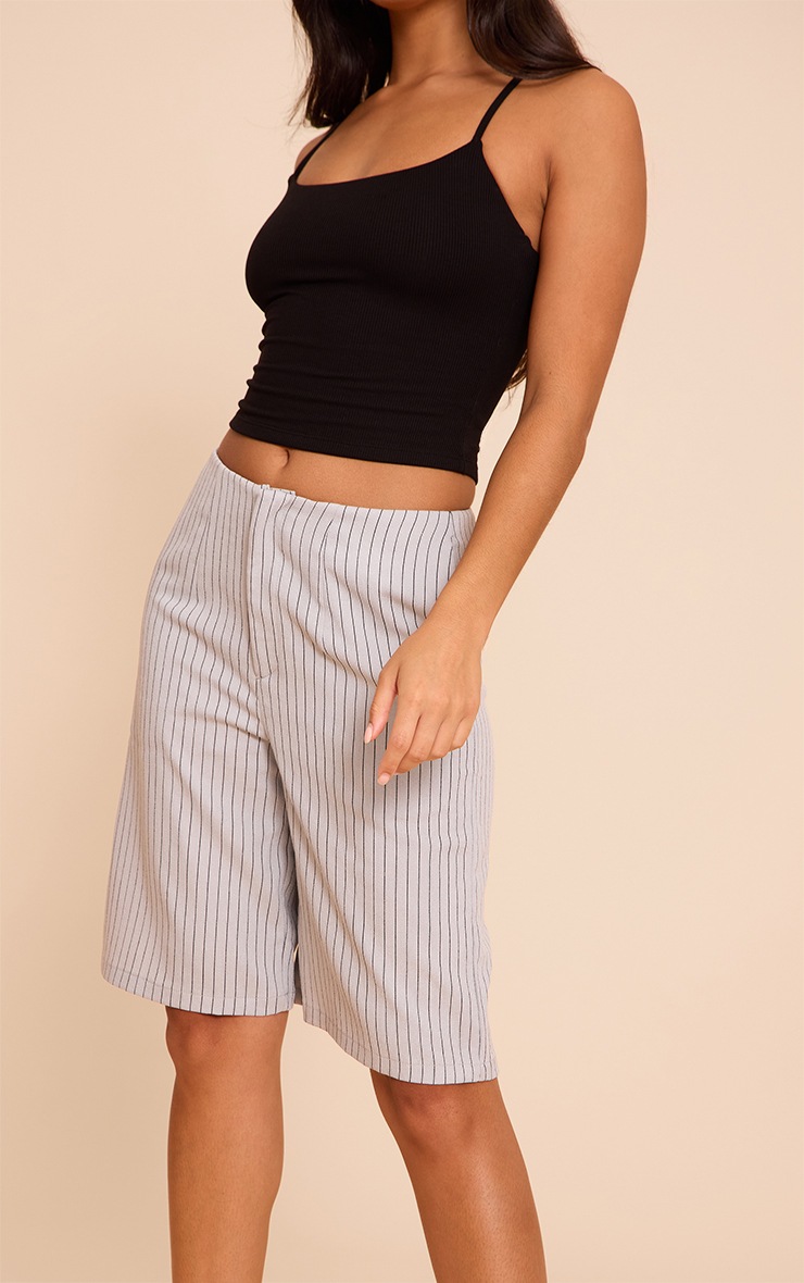 Blue Pinstripe Lightweight Longline Shorts | Bottoms | PLT