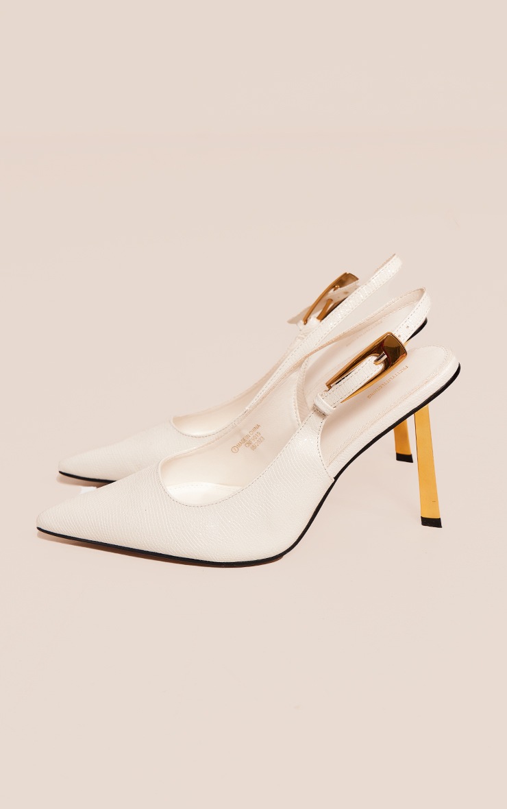 White Croc Sling Back High Heeled Court Shoes | Footwear ...