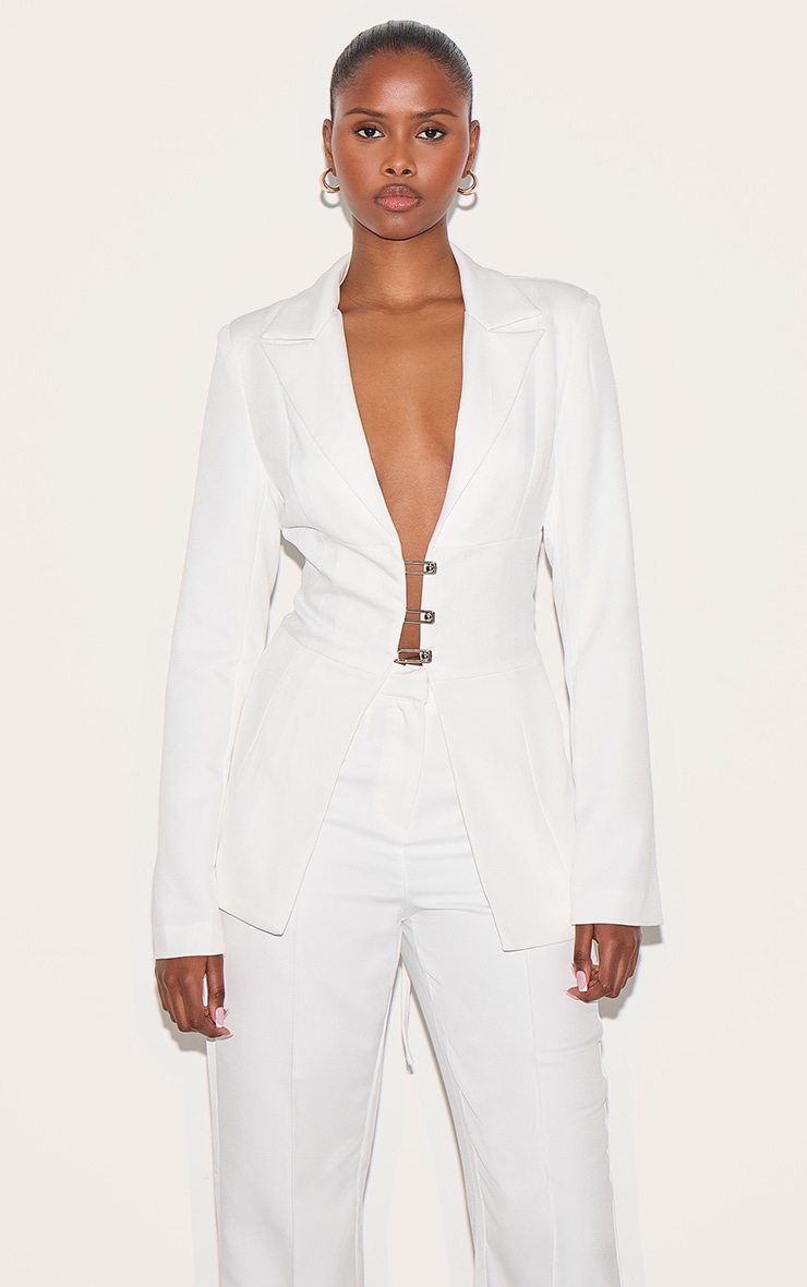 High waisted white tailored trousers store