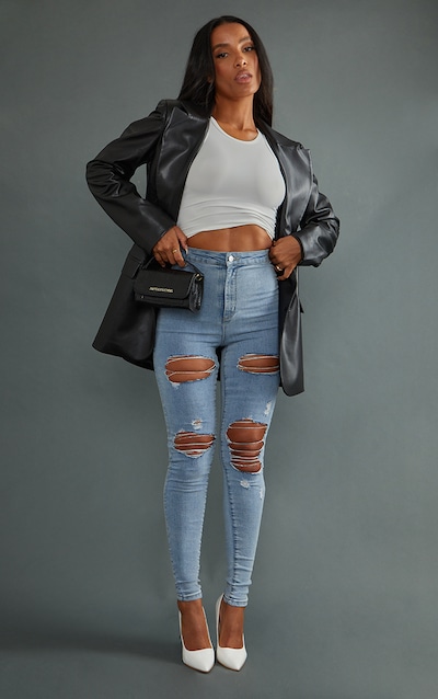 Ripped Jeans | Distressed Jeans | PrettyLittleThing USA