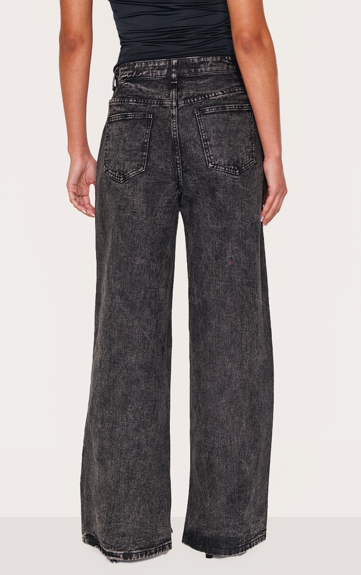 Dark Grey High Rise Split Hem Wide Leg Jeans | Denim | PLT