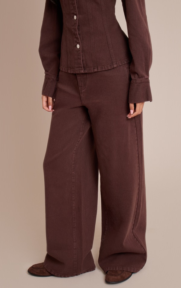 Tall Chocolate High Waisted Wide Leg Jeans Tall Plt