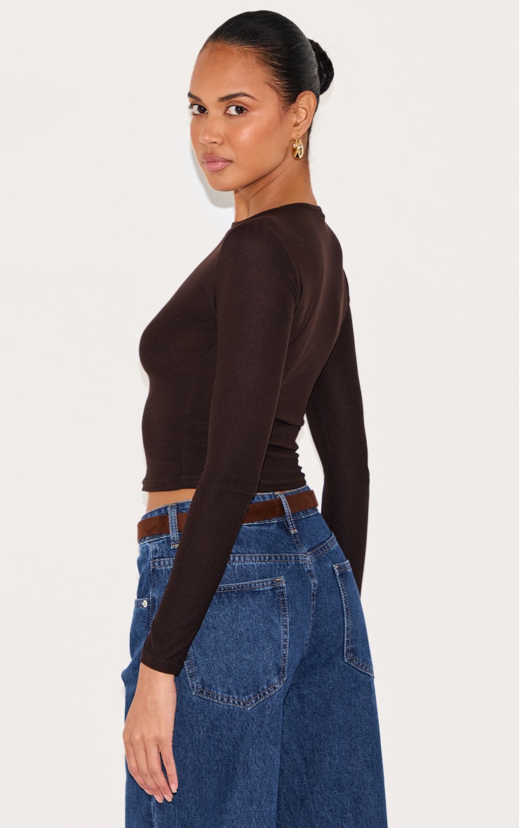 Chocolate Soft Touch Longline Sleeve Top | Co-ords | PLT