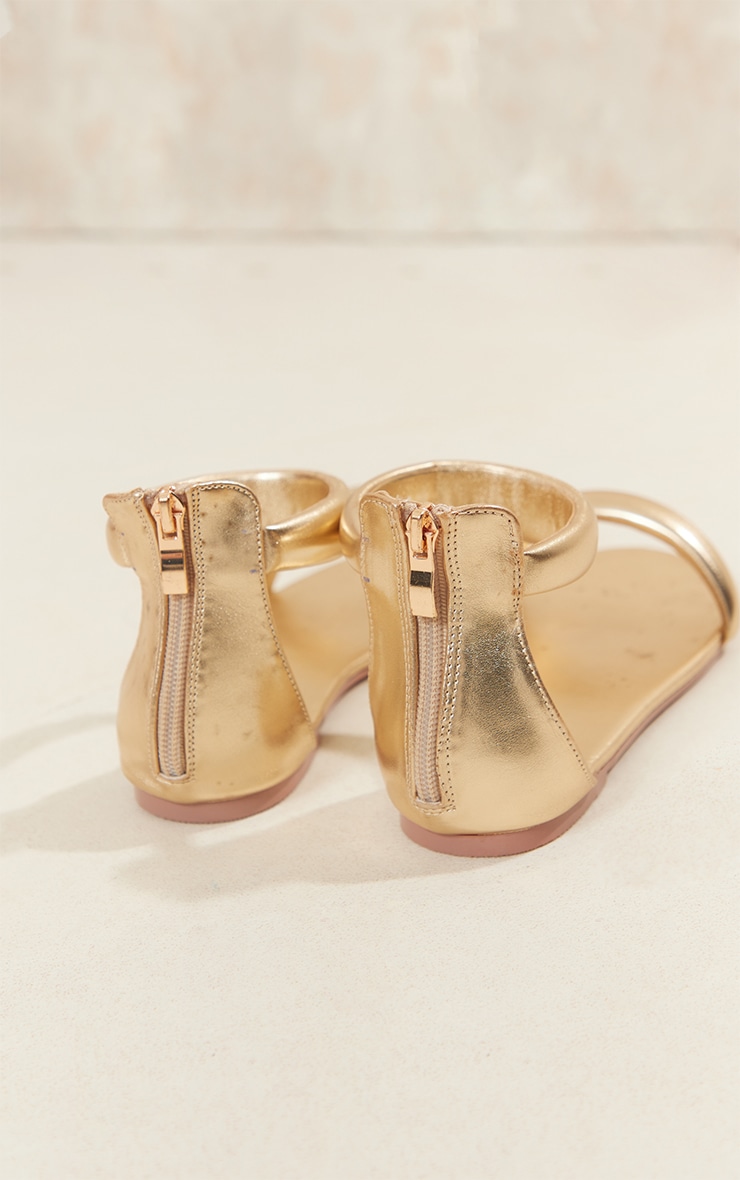 Gold Padded Strap Stitch Detail Zip Sandals | PrettyLittleThing USA