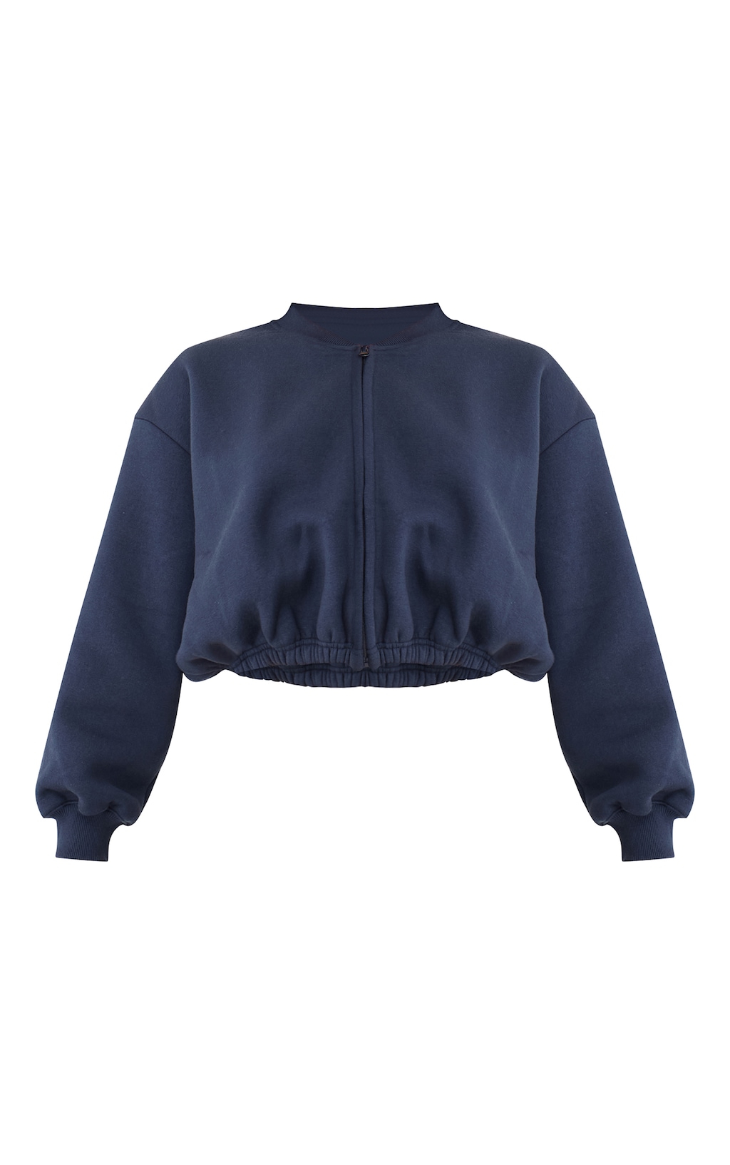 Navy Drawcord Waist Cropped Zip Up Sweatshirt | Athleisure ...
