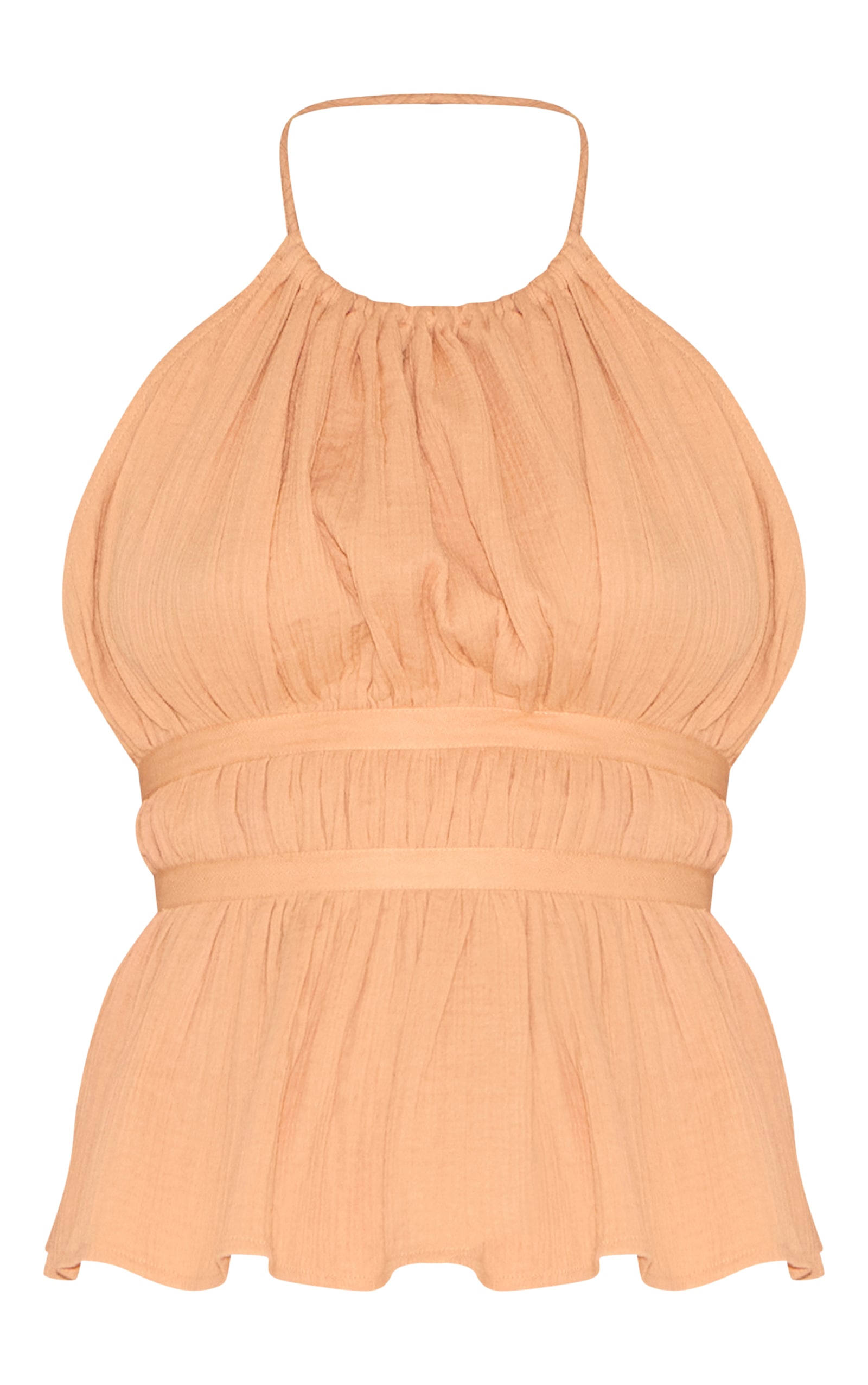 Apricot Cheesecloth Halterneck Backless Top | Co-ords ...