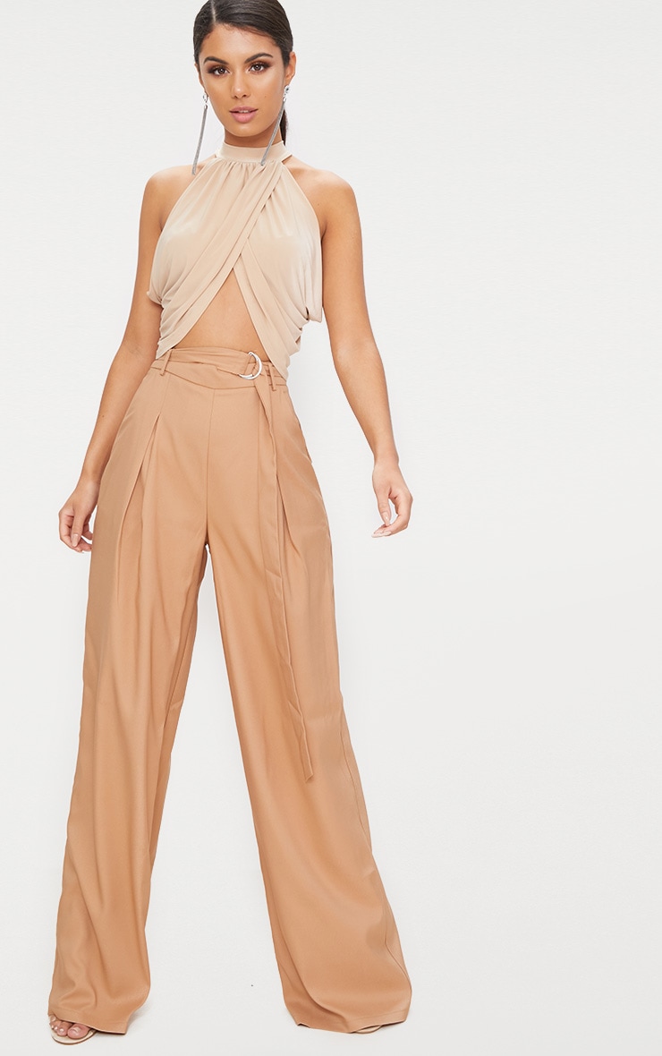 Champagne Neck Wrap Crop Top | PrettyLittleThing AUS