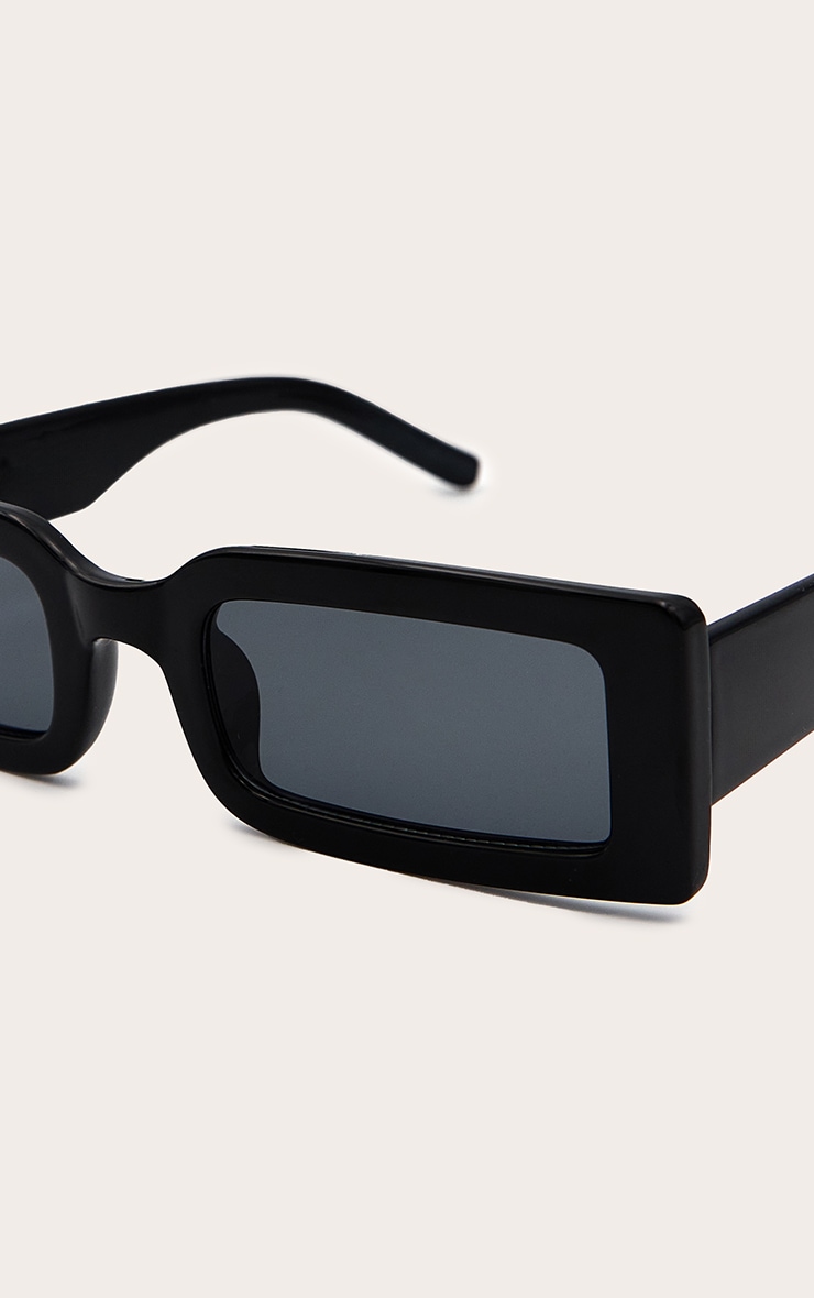 Black Slim Rectangular Frame Sunglasses | Accessories | PLT