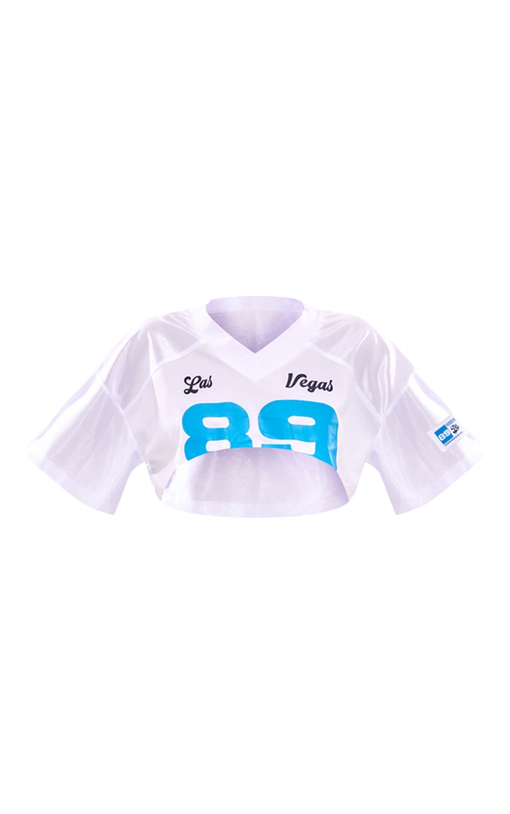 White Printed Split Crop Top | Co-Ords | PrettyLittleThing