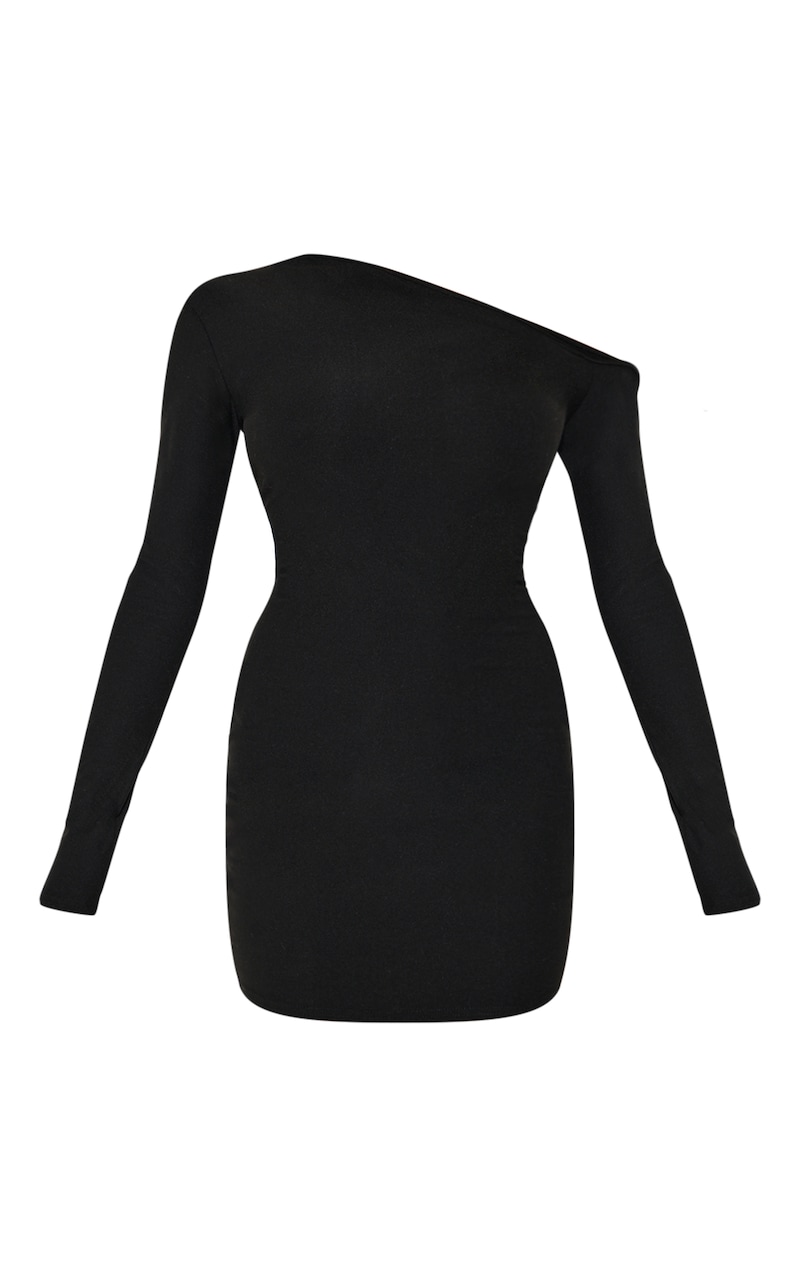 Black Soft Touch Asymmetric Bodycon Dress Dresses Prettylittlething