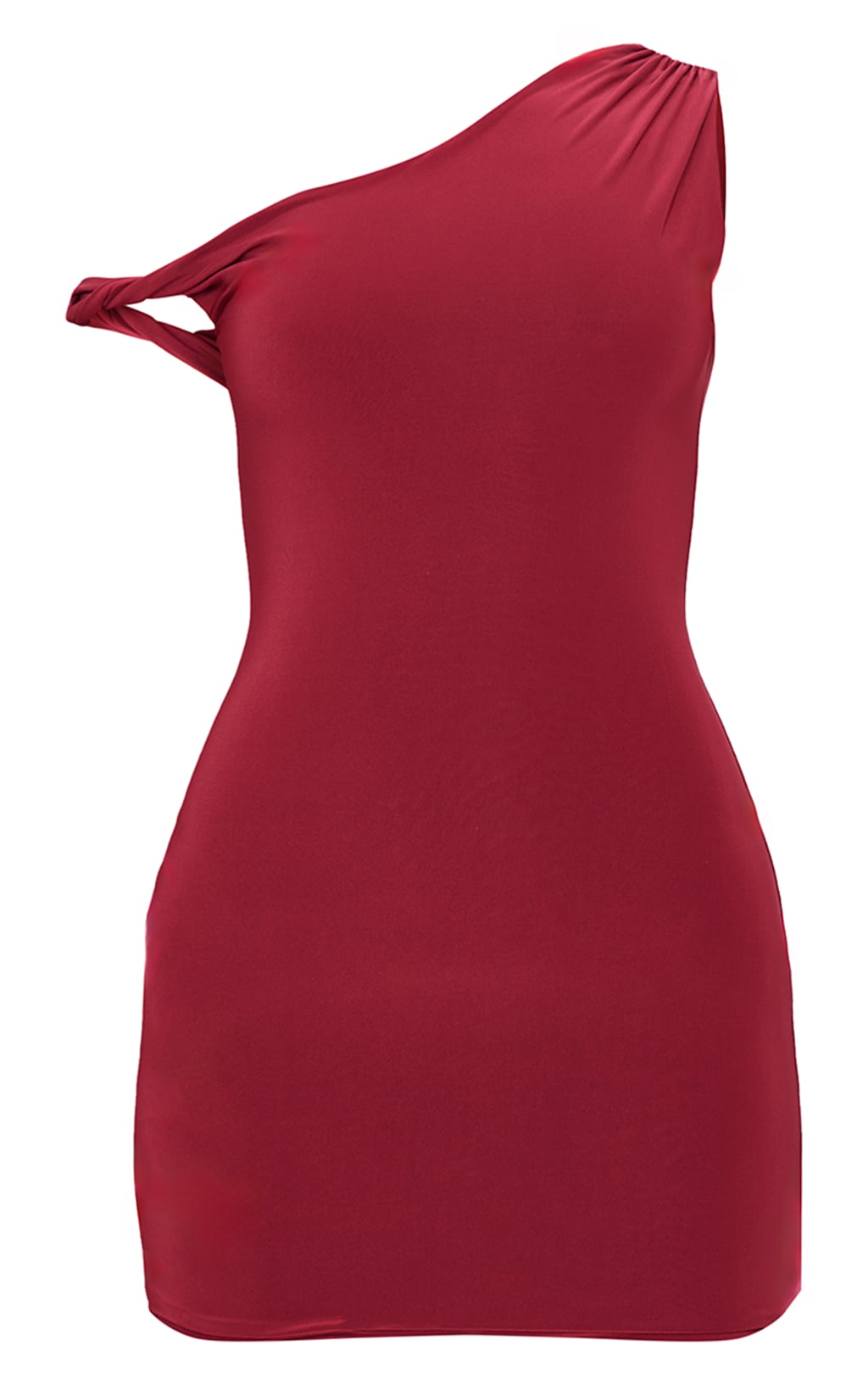 Burgundy Double Layer Slinky Twist Bodycon Dress | Dresses | PLT USA