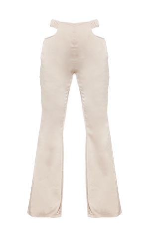 Cream Woven Tailored Ruched Cut Out Wide Leg Pants | Bottoms ...