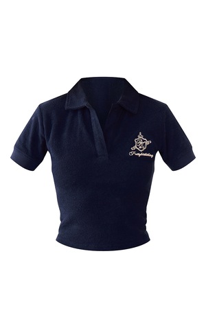 Navy Embroidered Towelling Polo Top | Athleisure | PLT USA