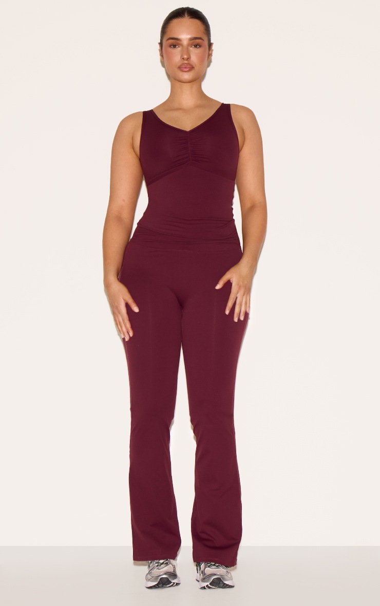 Shape Wine Active Ruched V Neck Longline Top | Shape | PrettyLittleThing