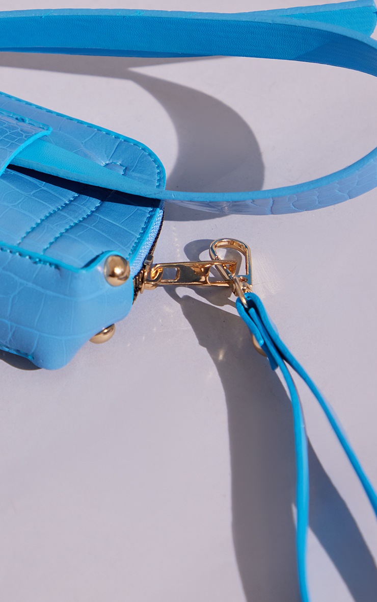 Bright Blue Rounded Croc Belt Bag | Accessories | PrettyLittleThing AUS