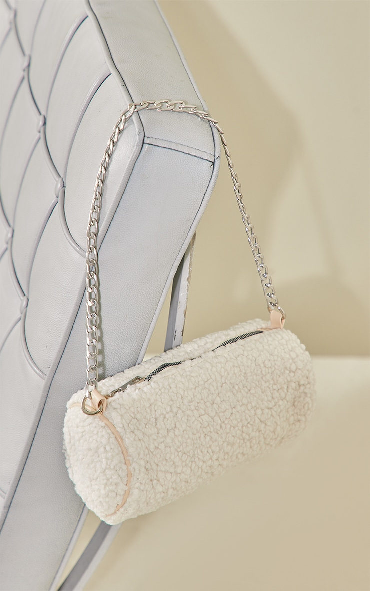 Cream Borg Barrel Shoulder Bag | Accessories | PrettyLittleThing