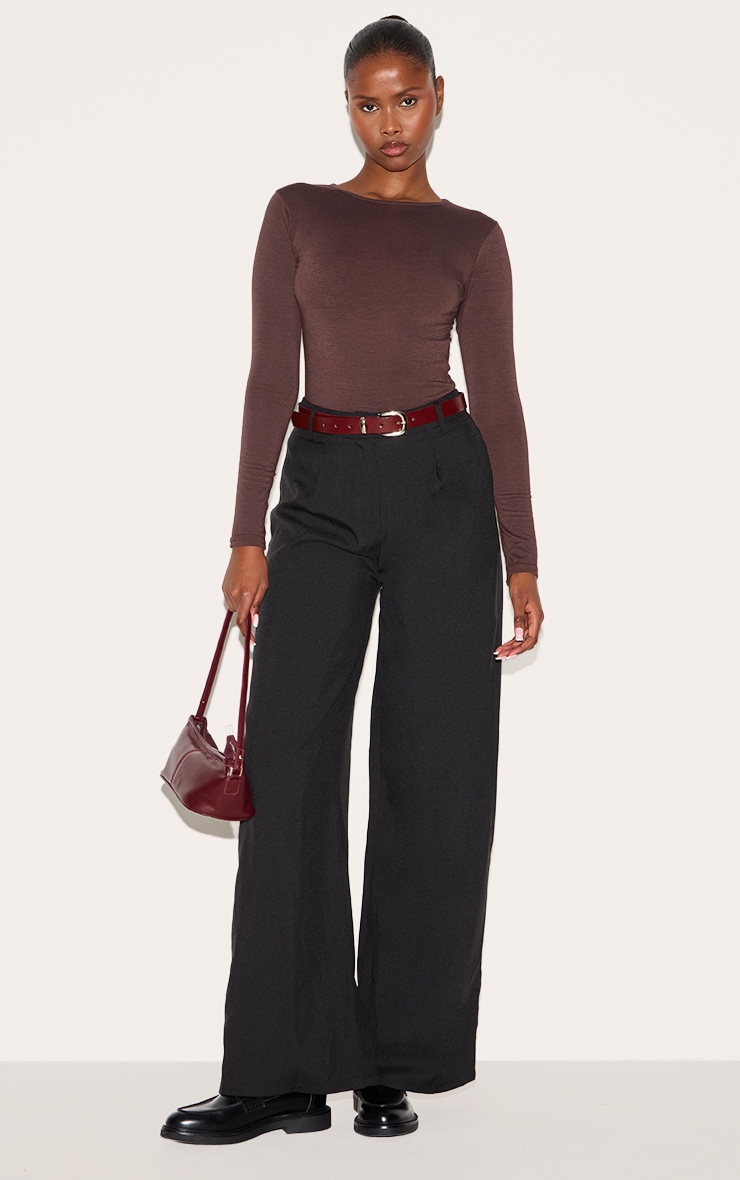 Black Woven Tailored High Waist Wide Leg Trousers | Bottoms ...