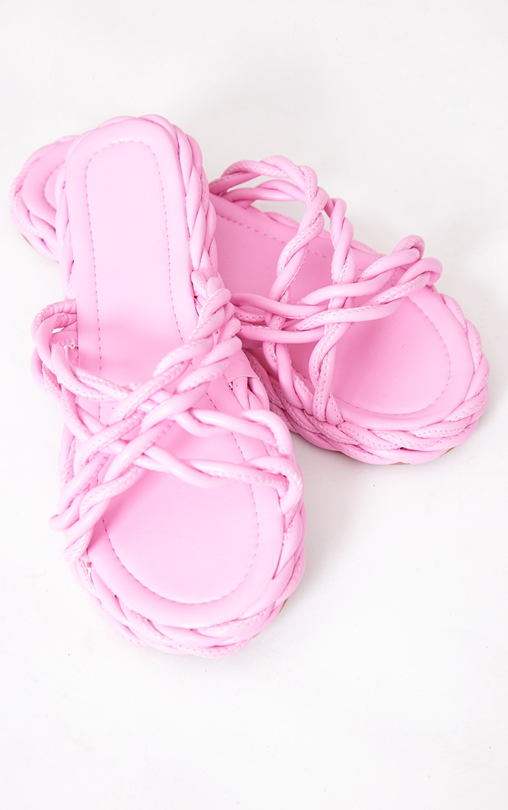 Pink Pu Rope Twist Slides | Footwear | PrettyLittleThing USA