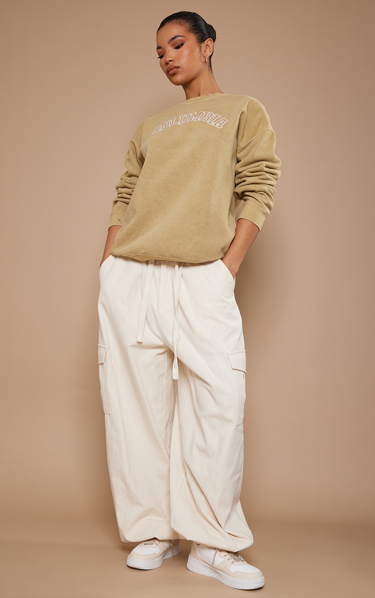 Moss Khaki Columbia Embroidered Sweatshirt | PrettyLittleThing USA