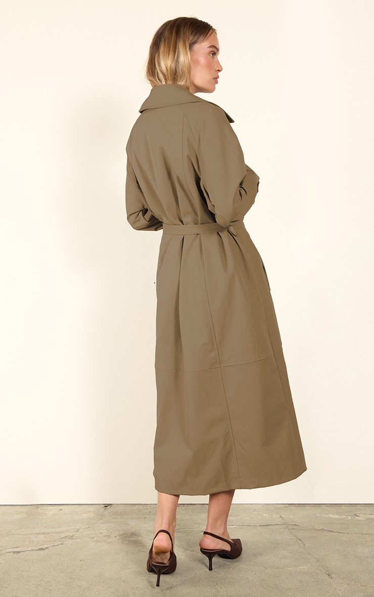 Taupe Oversized Storm Flap Detail Trench | Outerwear | PLT