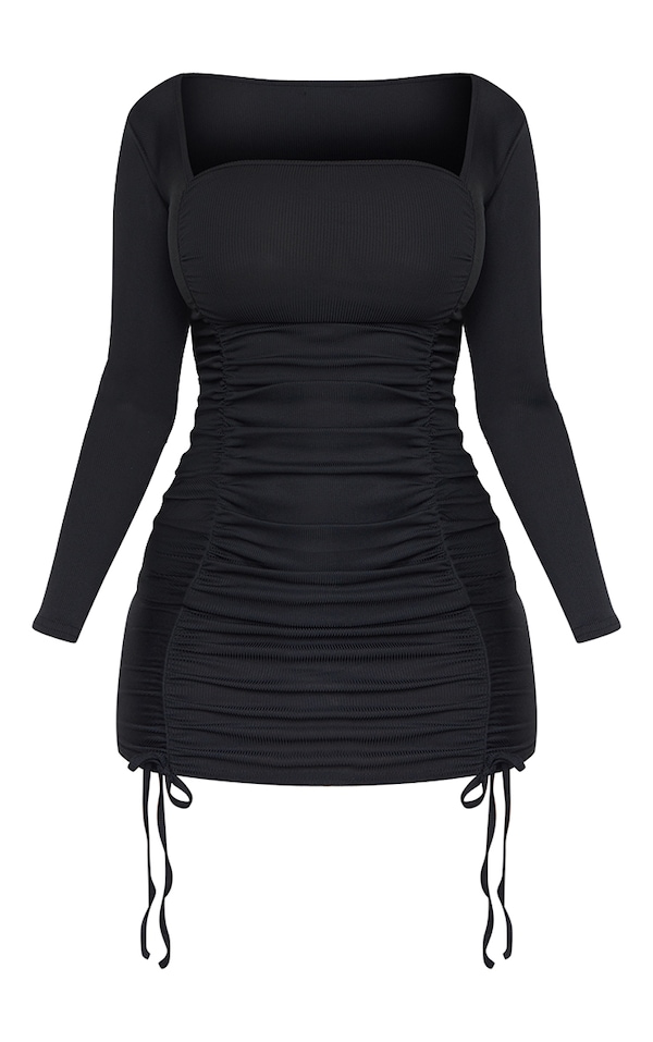 Shape Black Square Neck Ruched Front Bodycon Dress | Shape ...