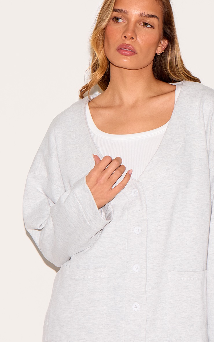 Ice Grey Fleeceback Button Front Sweat Cardigan | Athleisure ...