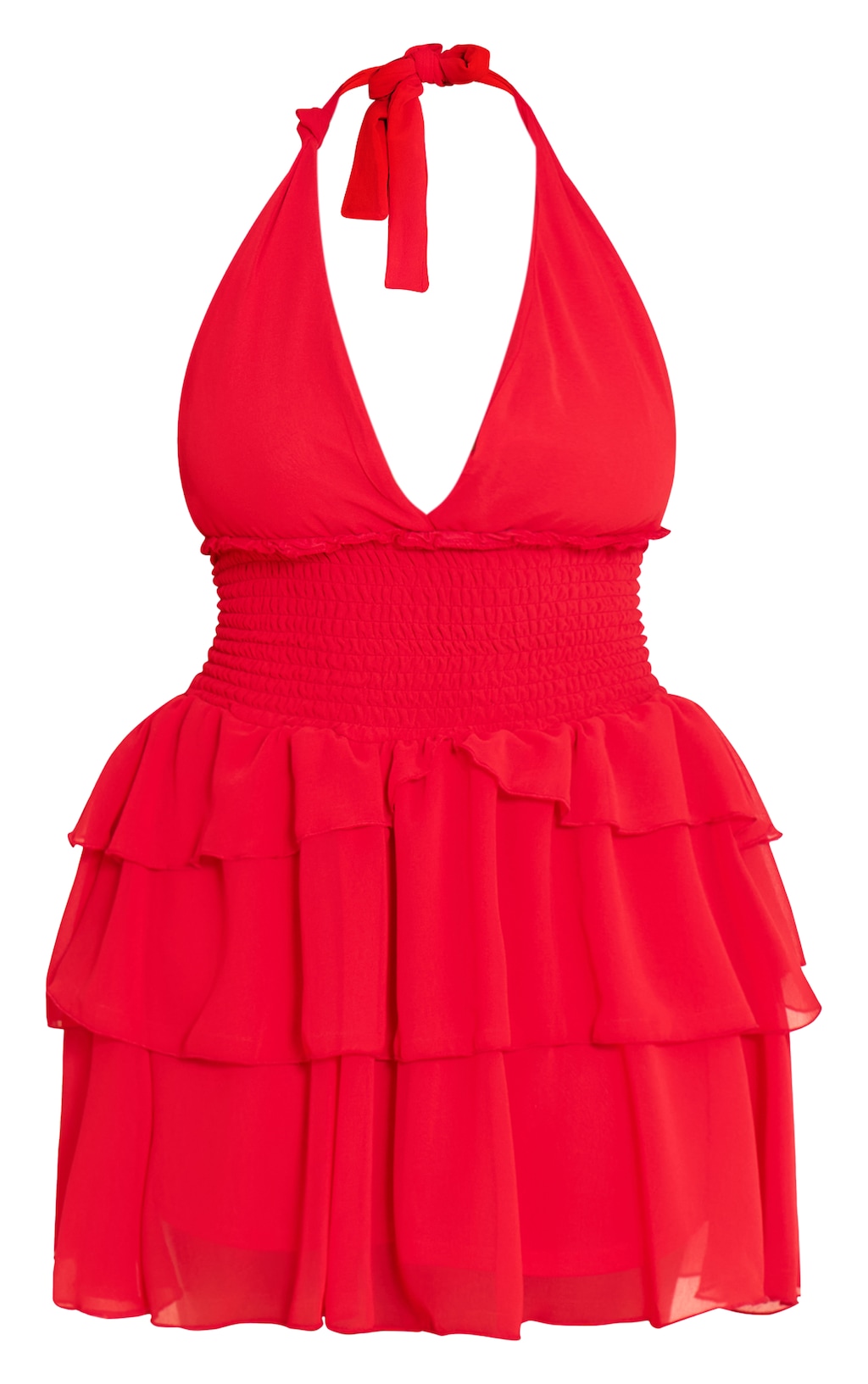 Shape Red Chiffon Halterneck Floaty Mini Dress | Shape | PLT