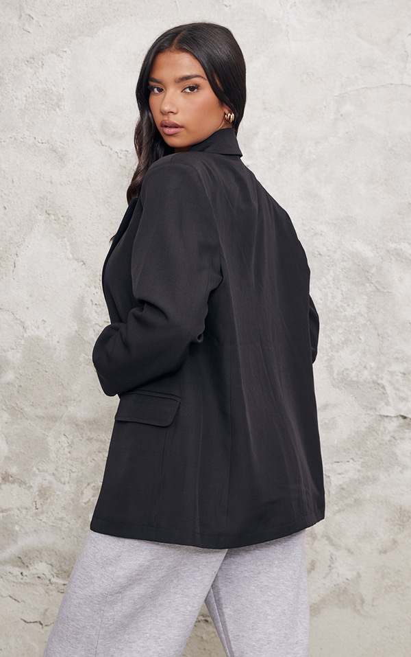 Black Seam Detail Structured Oversized Blazer | Outerwear ...