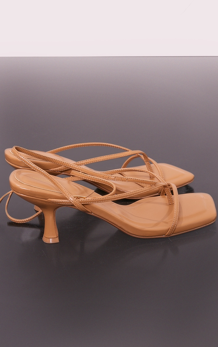 Camel Square Toe Crossover Strappy Heeled Sandals | Footwear ...