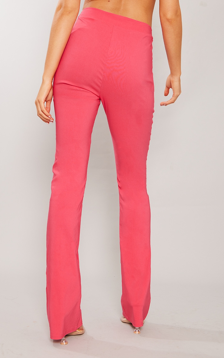 Hot Pink Stretch Woven Seam Straight Leg Trousers | PrettyLittleThing IE