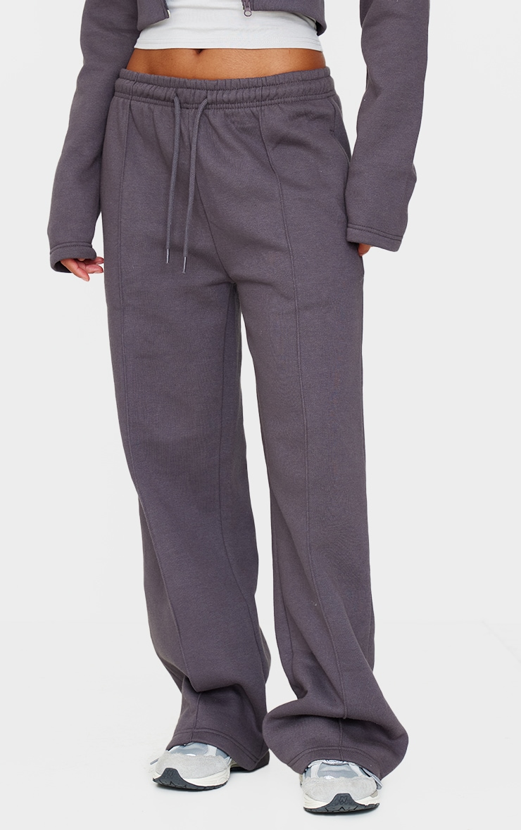 Charcoal Seam Detail Wide Leg Sweatpants | Sweat | PrettyLittleThing USA